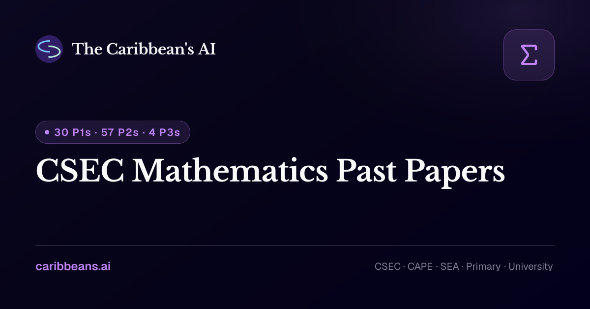 CSEC Mathematics Past Papers 2026 — Free CXC Past Papers with Answers